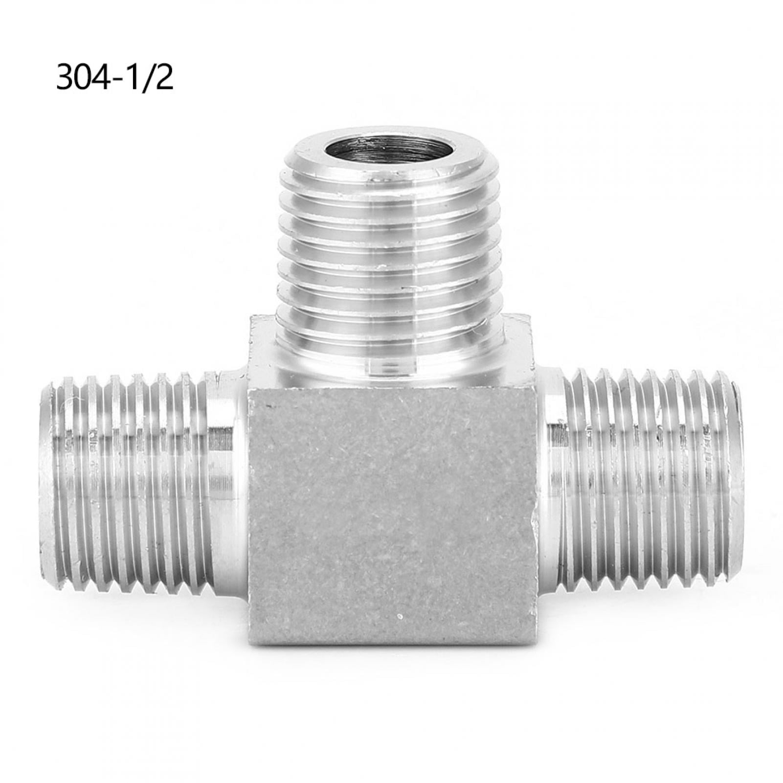 Stainless Steel 3-Way Pipe Connector with BSPT Male Threads, 1/2-Inch ...