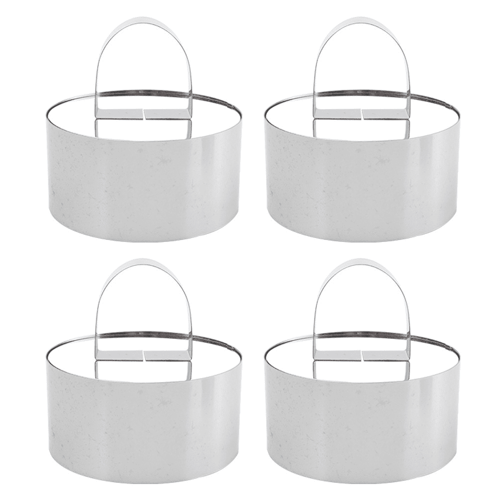 Stainless Steel 3 inch Round Cake Ring Mold with Pusher & Lifter for ...