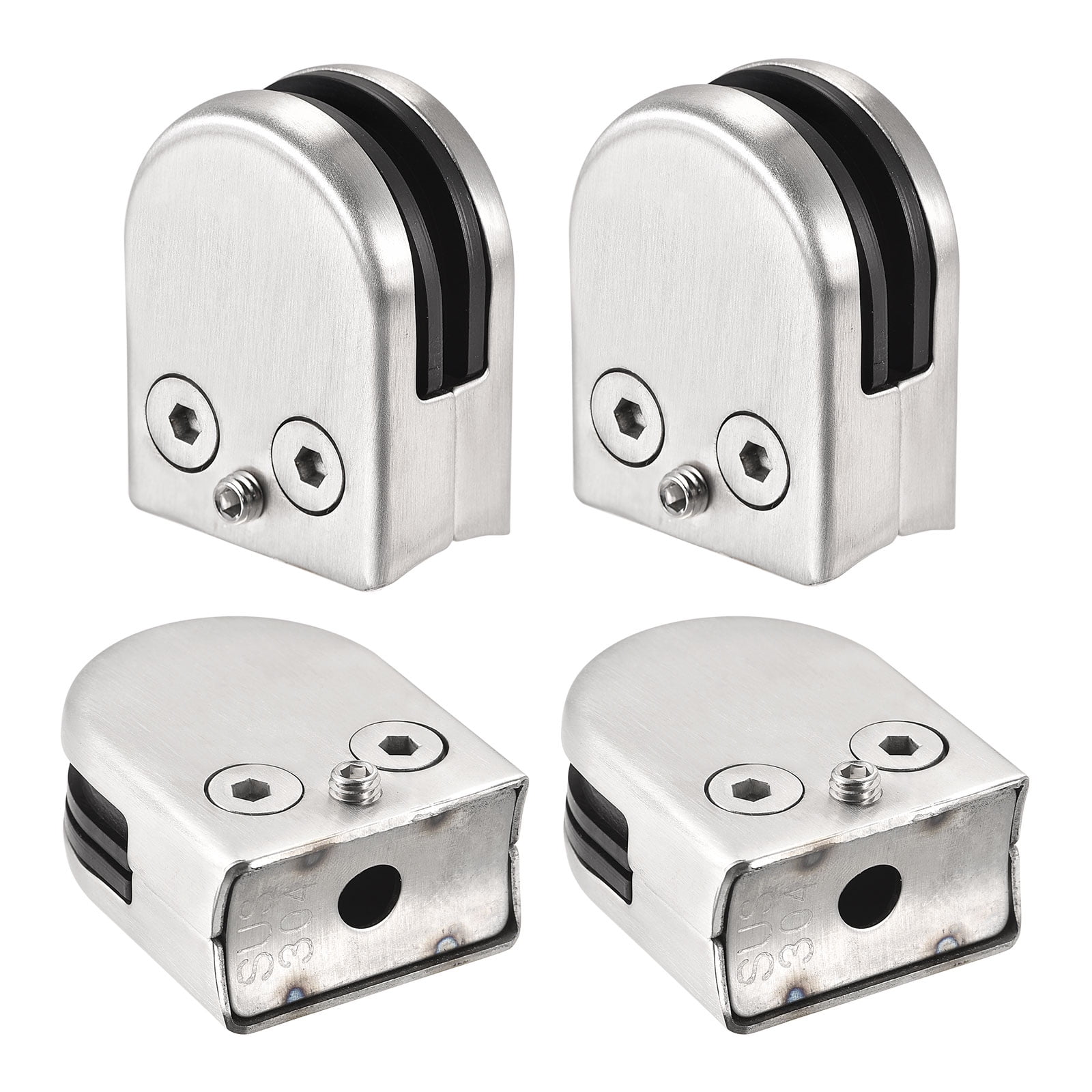 Stainless Steel 304 Glass Clamp, 4Pcs Glass Clip Curved Back Round ...