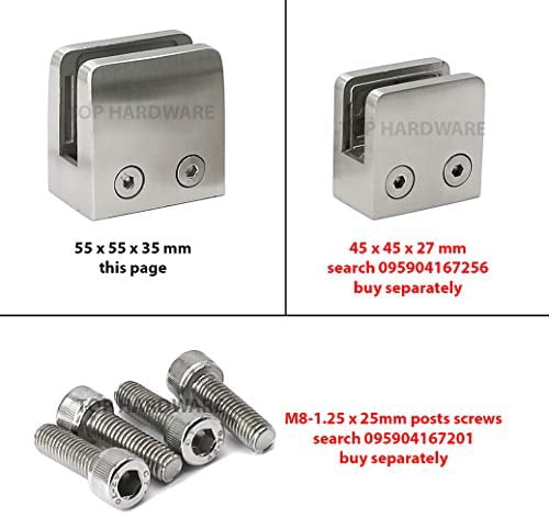 Stainless Steel 304 Square Glass Clamp for Flat Surface Square Tubing ...