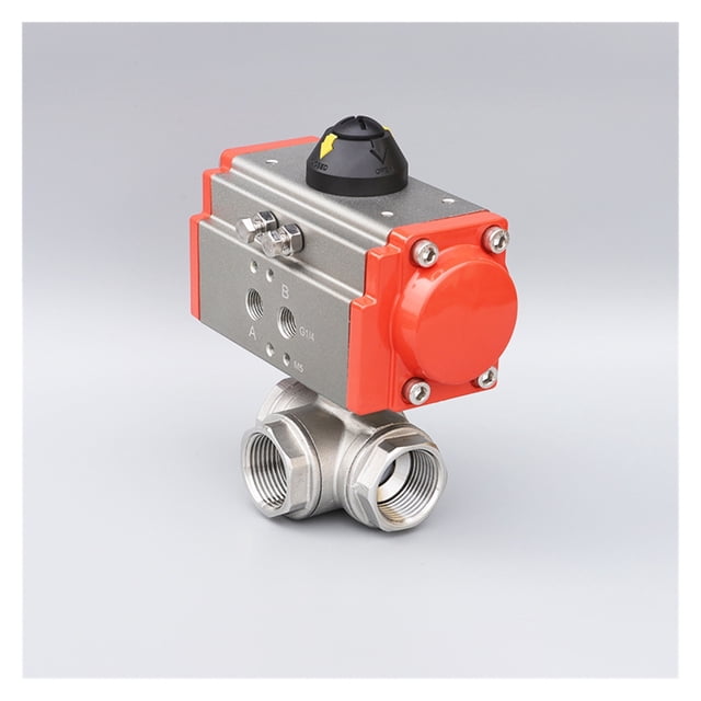 Stainless Steel 304 Three-way Pneumatic Ball Valve Internal Thread T ...