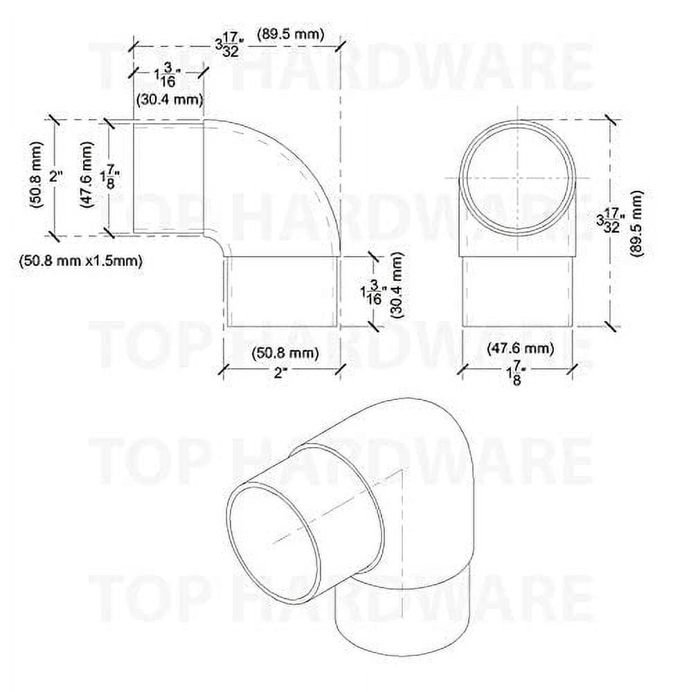 Stainless Steel 316 Railing Connector 90° Flush Joiner Elbow Connector ...