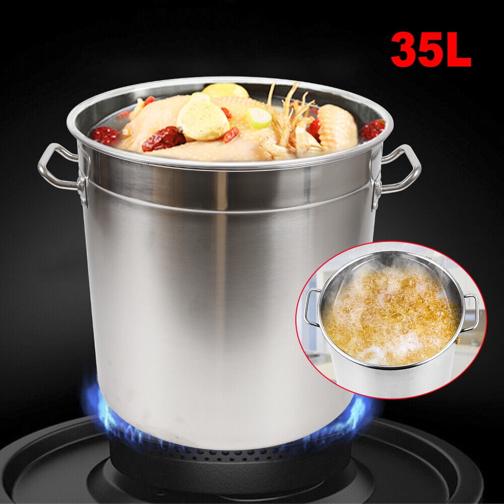 Stainless Steel 35L Large Stock Pot Pan Brew Boiling Stew Soup Cooking ...