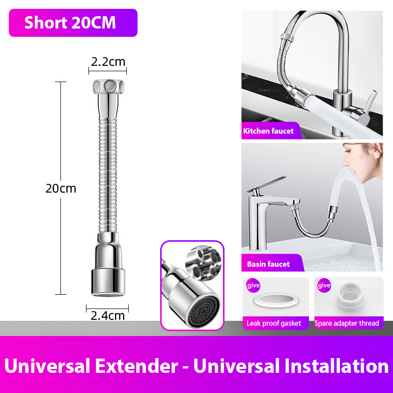 Stainless Steel 360 Degrees Universal Faucet Extender Anti-Splash Head ...