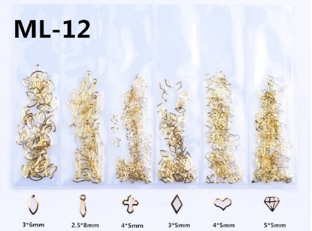 Stainless Steel 3D Metal Nail Art Decoration Set – Ocean Rivets & Gold ...