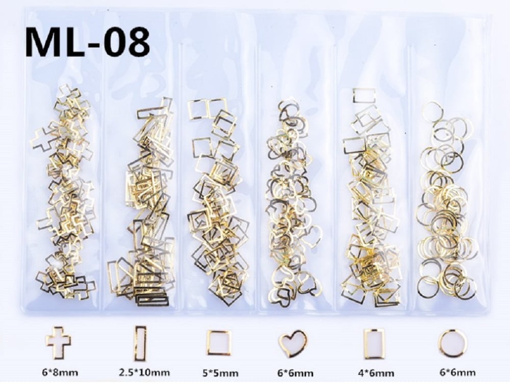 Stainless Steel 3D Metal Nail Art Decoration Set – Ocean Rivets & Gold ...