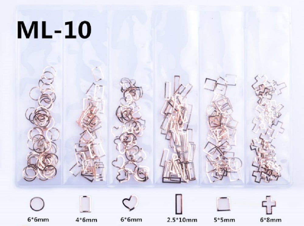 Stainless Steel 3D Metal Nail Art Decoration Set – Ocean Rivets & Gold ...