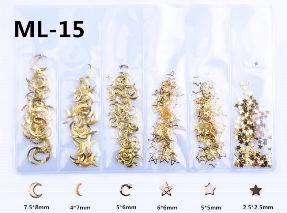 Stainless Steel 3D Metal Nail Art Decoration Set – Ocean Rivets & Gold ...