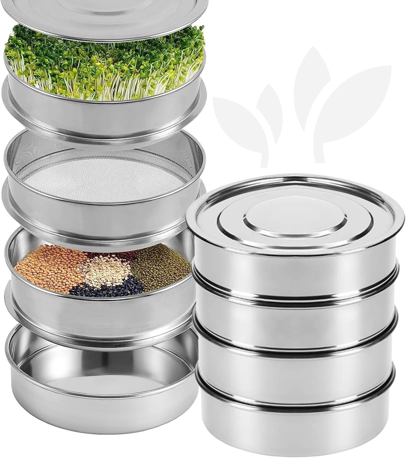 Stainless Steel 4-Tier Seed Sprouting Kit, 6'' Diameter, Indoor ...