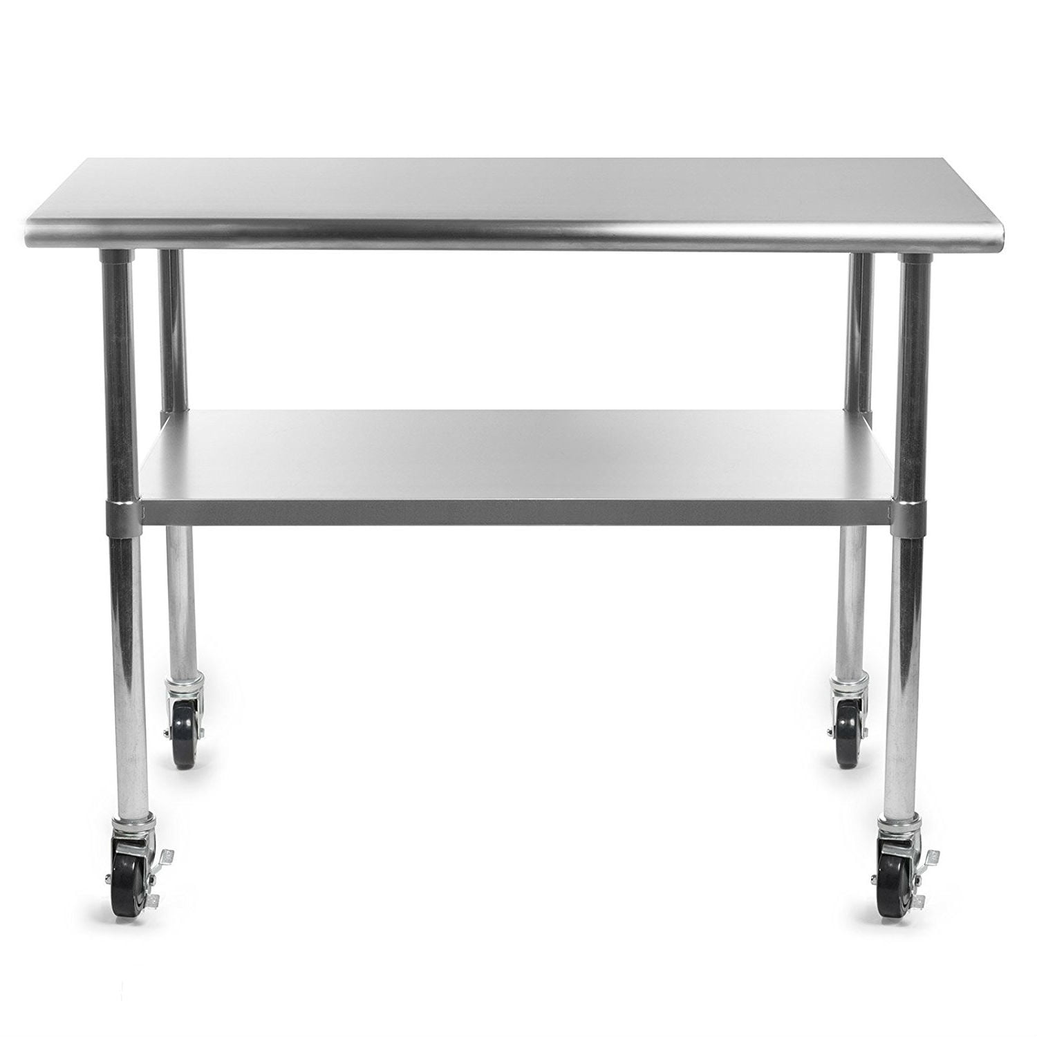 Stainless Steel 48 x 24-inch Kitchen Prep Table with Casters - Walmart.com