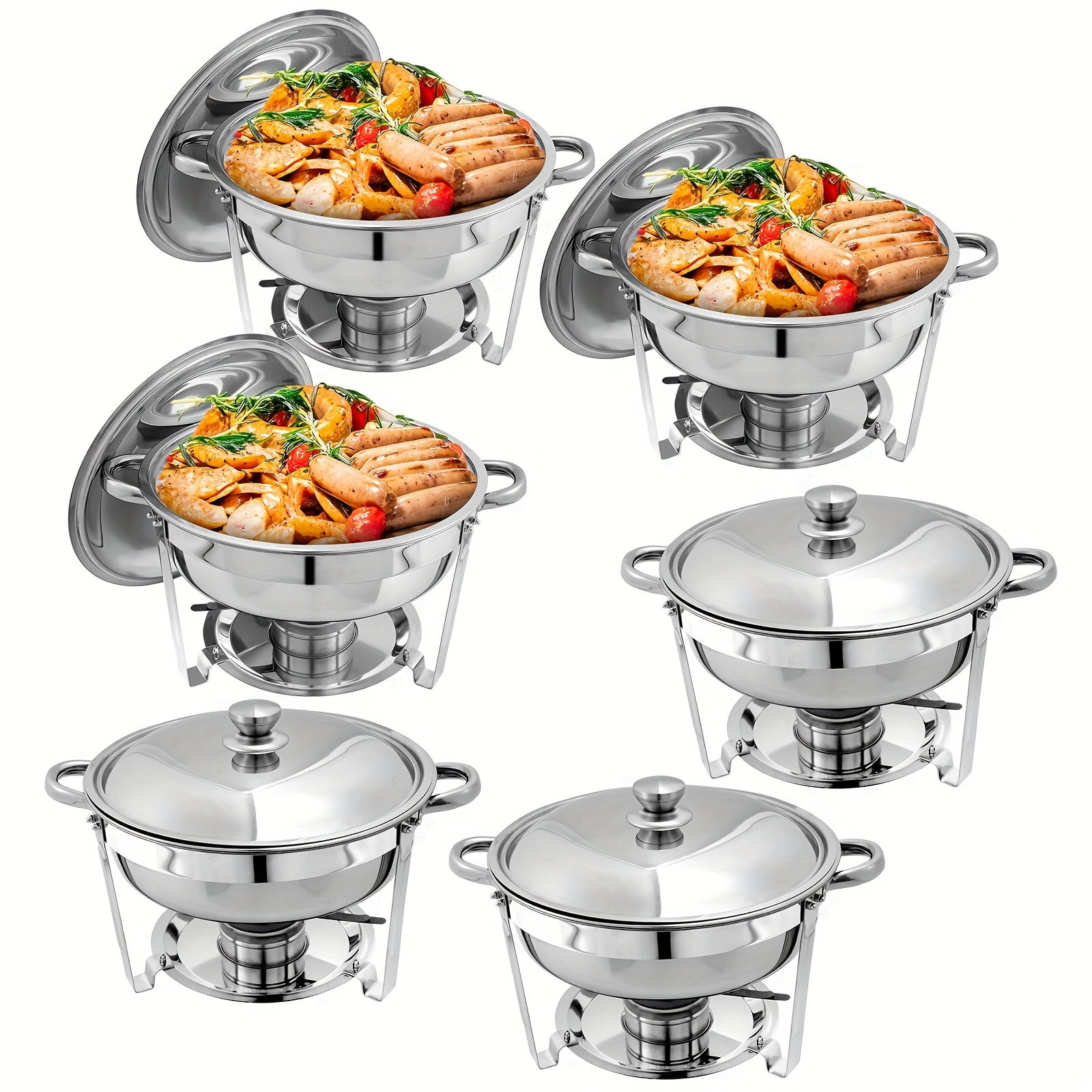 Stainless Steel 5 Qt Chafing Dish Buffet Set, Round Chafers And Buffet ...