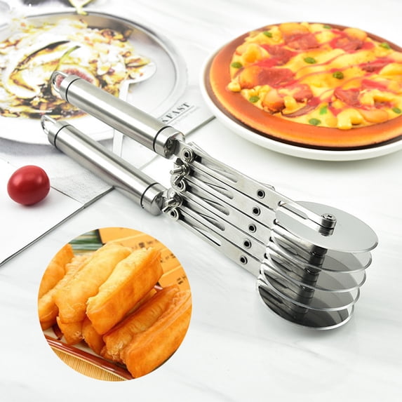 Stainless Steel 5-Wheel Pizza Cutter | Multi-Wheel Pie & Pasta Slicer ...