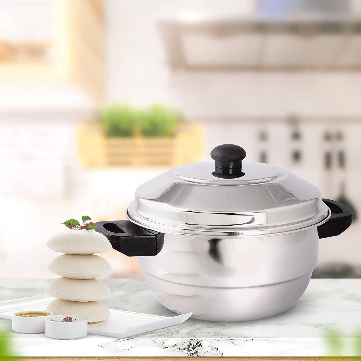 Stainless Steel 5 pcs Multi Kadai (Induction Friendly) Idli Cooker with ...