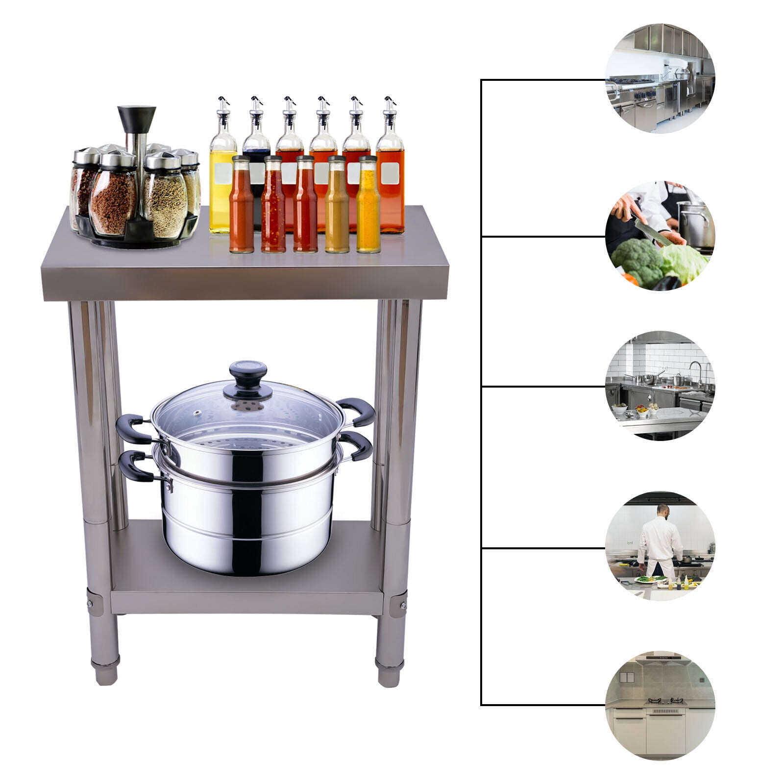 Stainless-Steel 60*30*85 cm Commercial Kitchen Work Food Prep Table ...