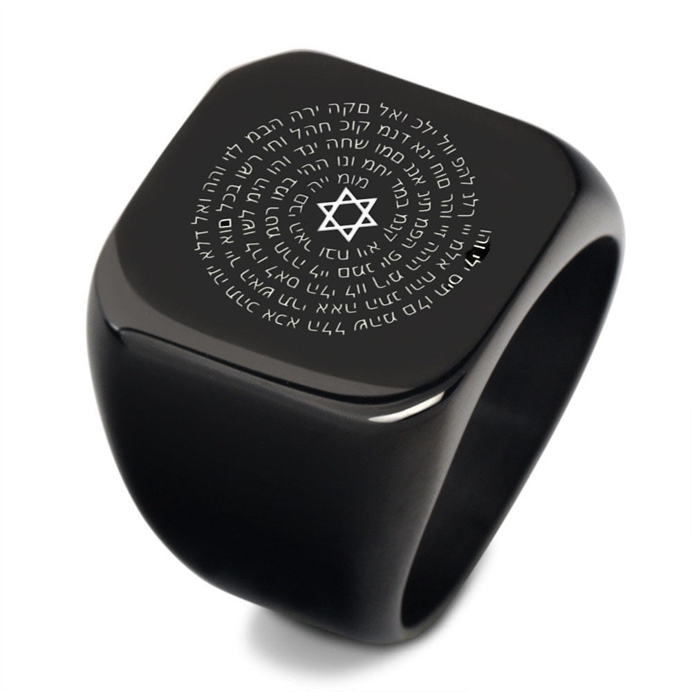 Stainless Steel 72 Names Of God Signet Ring Hebrew Jewish Moses Jehovah ...