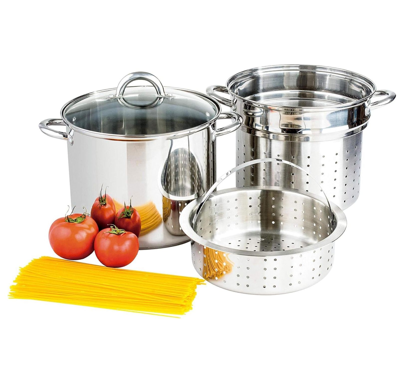 Stainless Steel 8-Quart Nonstick 4-Piece Multi-Cooker with Steamer and ...