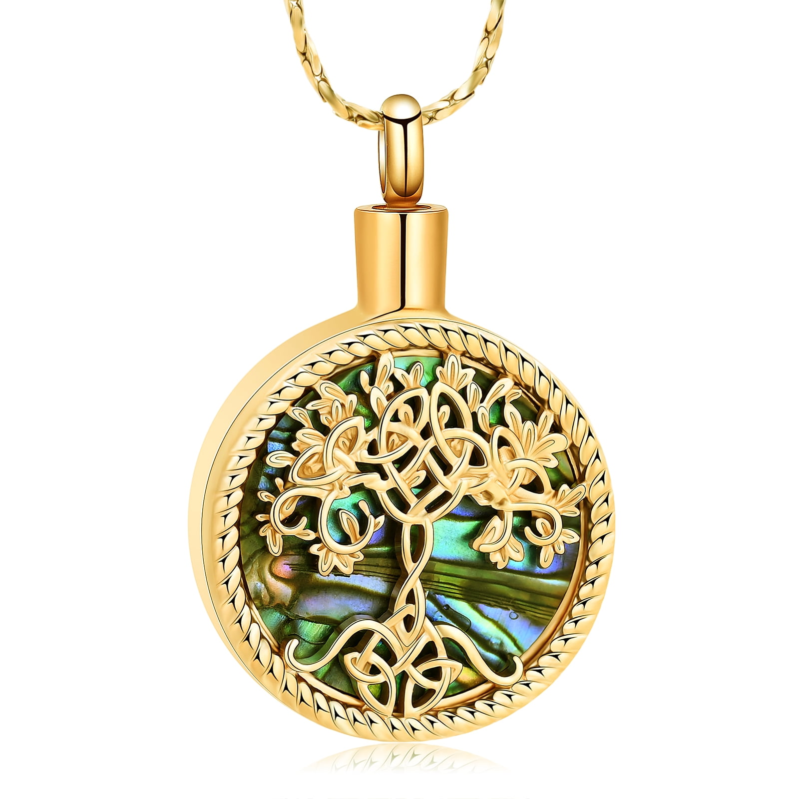 Stainless Steel Abalone Shell Tree of Life Urn Pendants with Chain ...