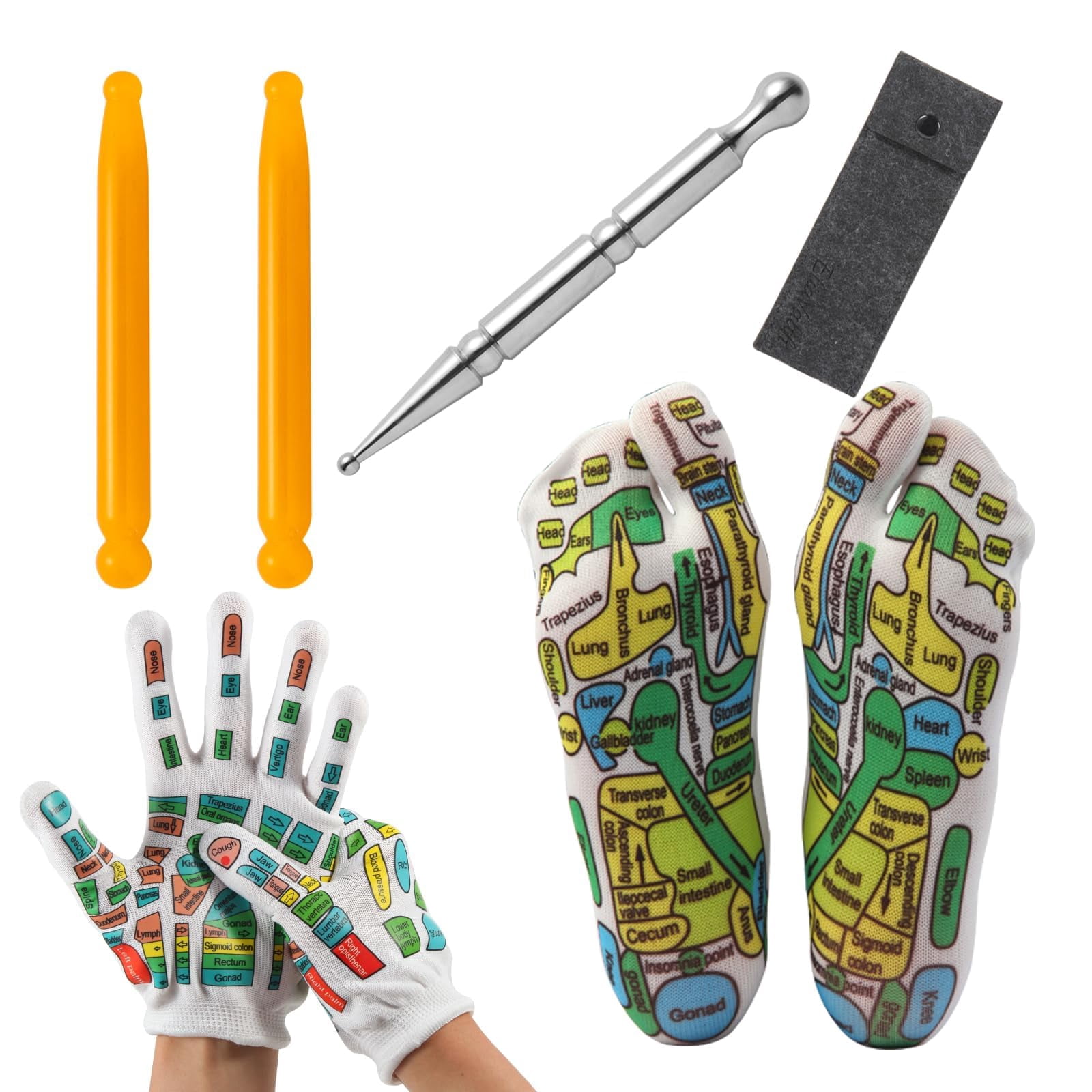 Stainless Steel Acupressure Massage OIF8 Stick with Reflexology Map and ...