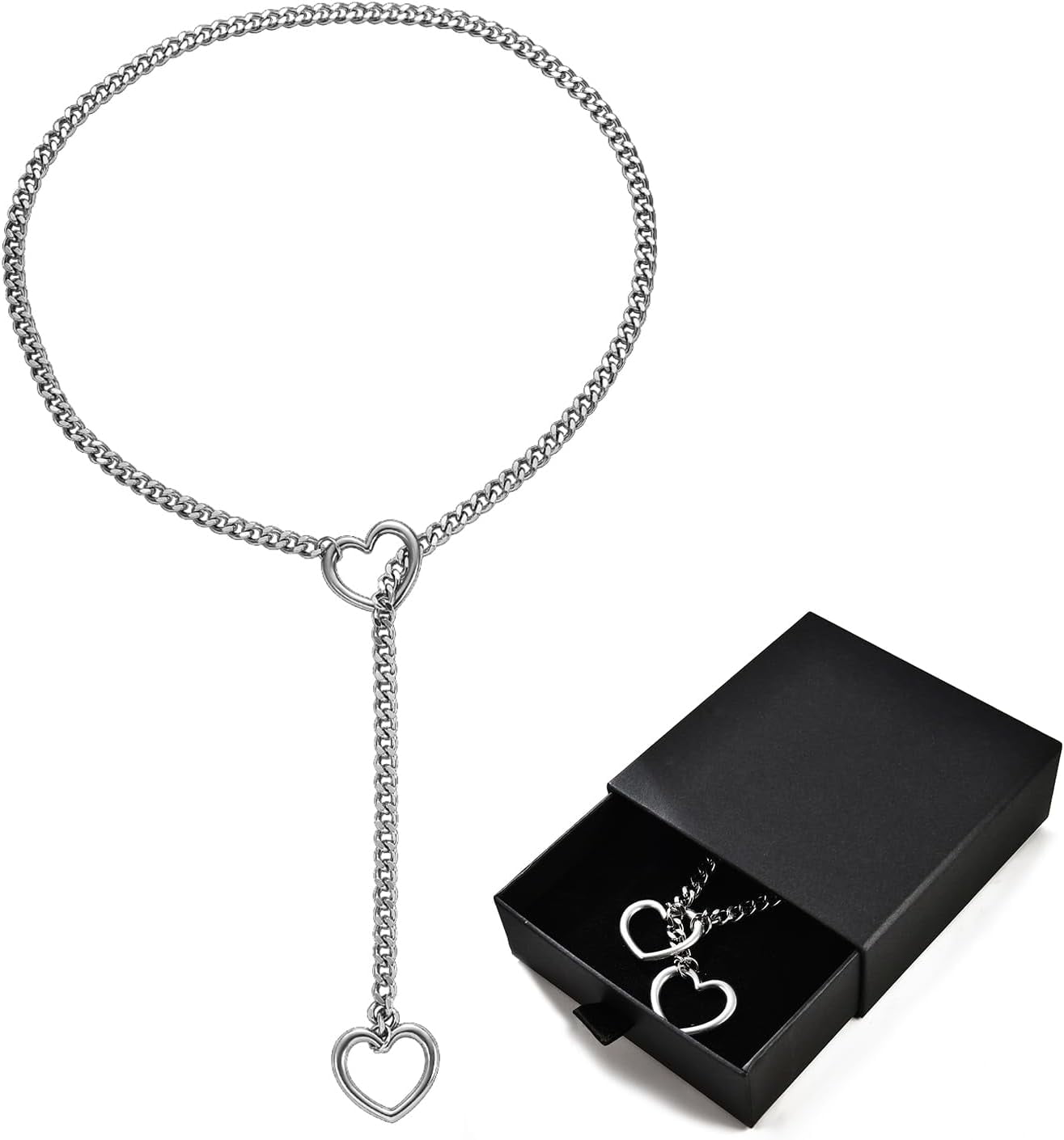 Stainless Steel Adjustable Lariat Y-Necklace for Men,Punk Gothic Cuban ...