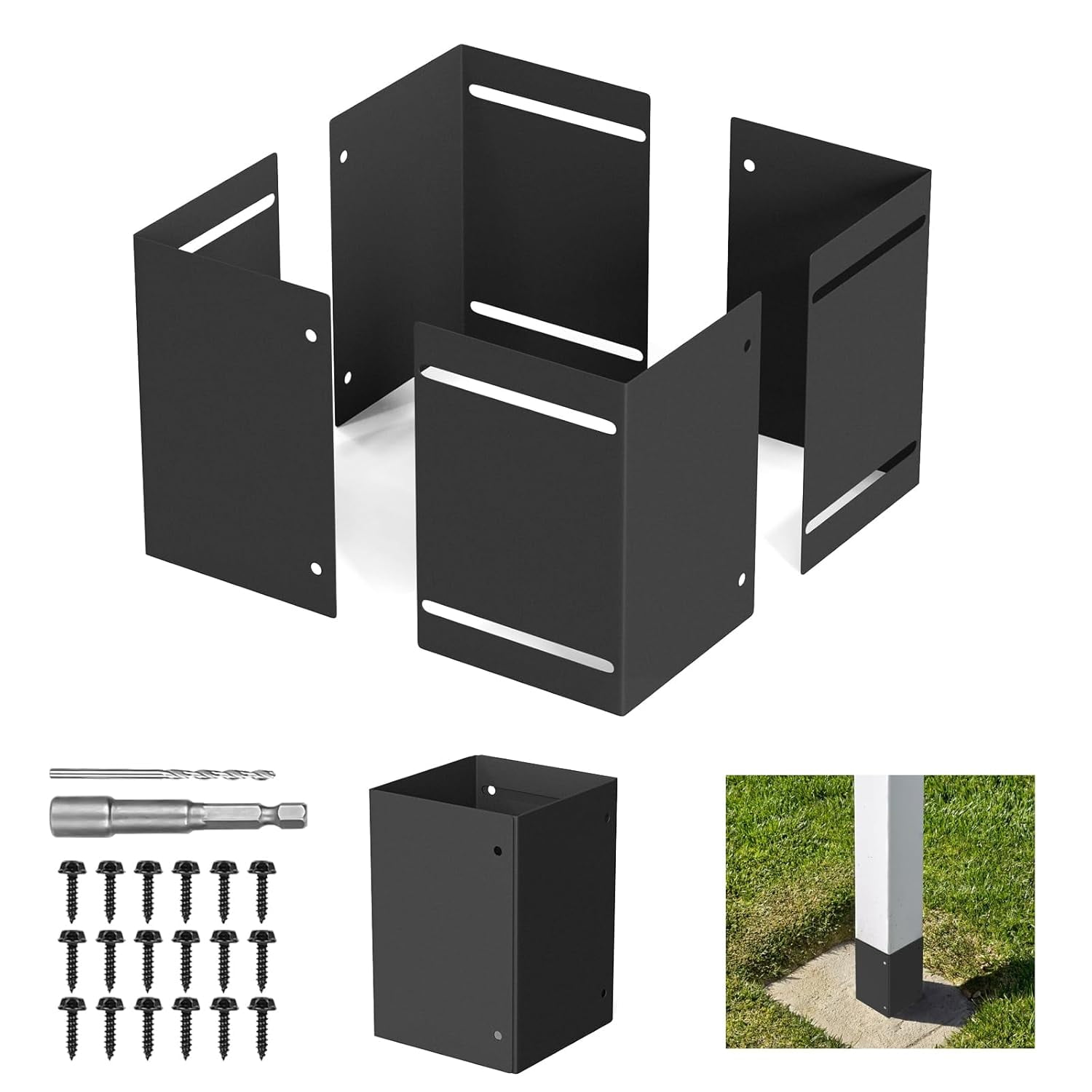 Stainless Steel Adjustable Post Protector, Post Sleeve Post Base ...