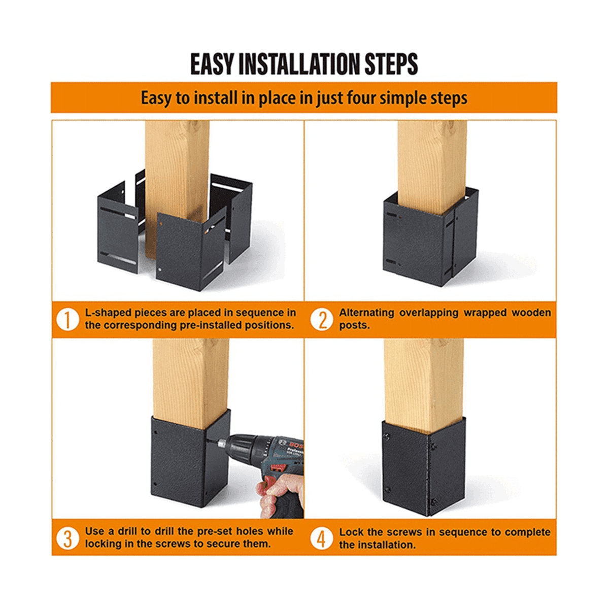 Stainless Steel Adjustable (Range 3.3-6Inch) Post Protector,Protects ...