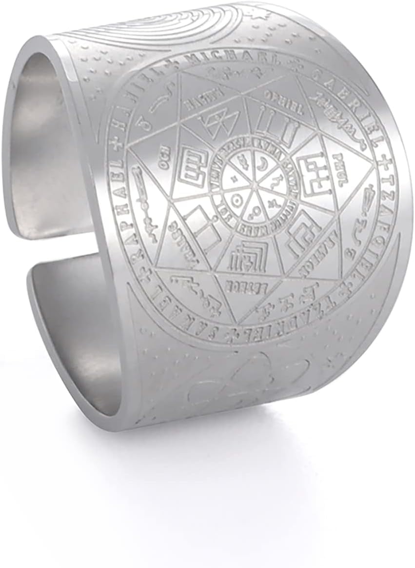 Stainless Steel Adjustable Solomon Seal Signet Ring For Men And Women ...