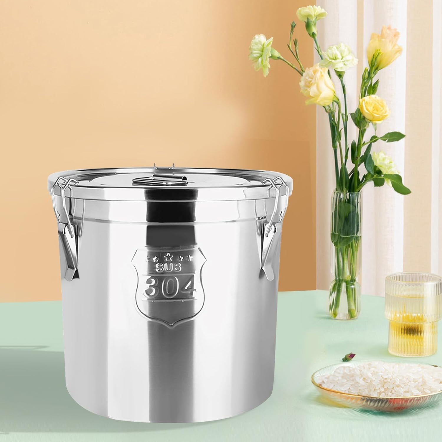 Stainless Steel Airtight Canister Rice Cereal Grain Container Canisters ...