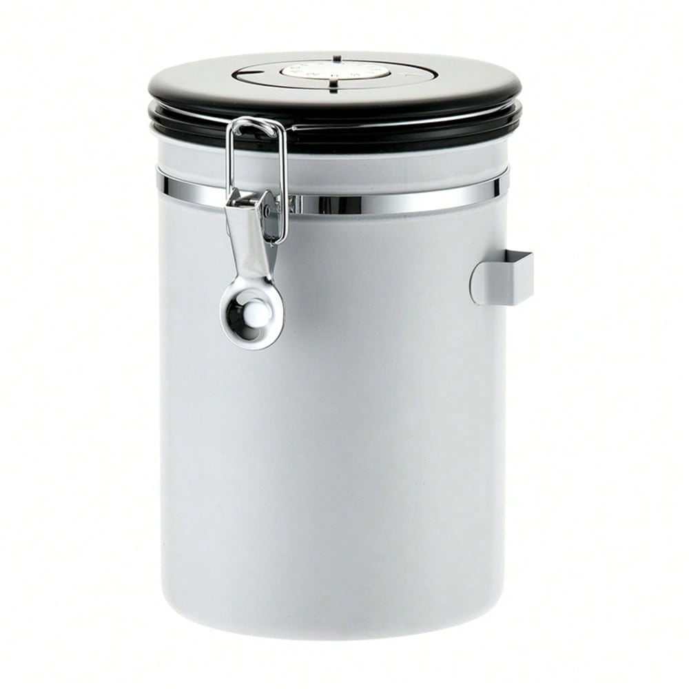 Stainless Steel Airtight Coffee Canister - CO2 Release Valve, Reusable ...