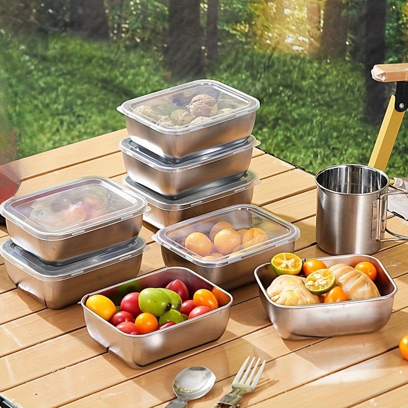 Stainless Steel Airtight Meal Prep Reusable Crisper Containers Space ...