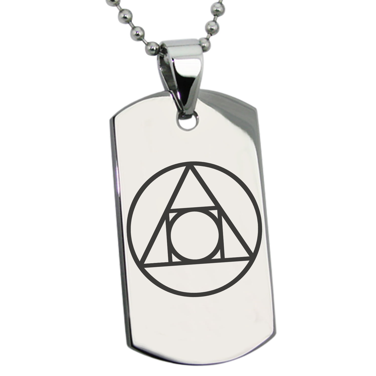 Stainless Steel Alchemy Engraved Dog Tag Pendant Necklace - Walmart.com