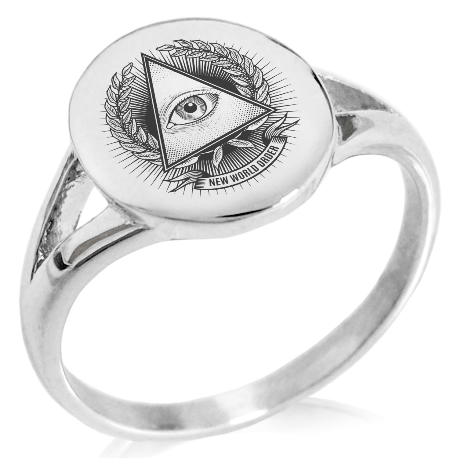 Stainless Steel All Seeing Eye New World Order Minimalist Oval Top ...