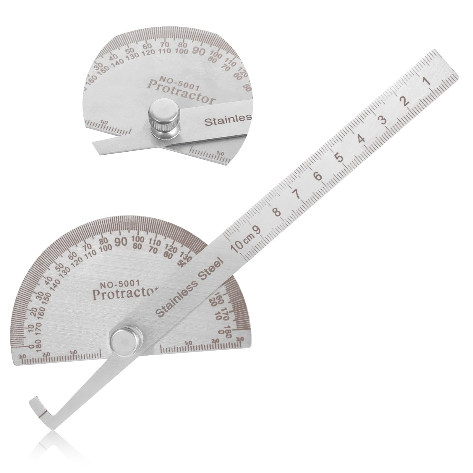 Stainless Steel Angle Protractor 0-180 Degrees Angle Ruler Finder 10 cm ...