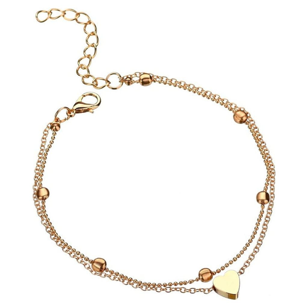 Stainless Steel Anklets Love Heart Charm Ankle Bracelet - Walmart.com