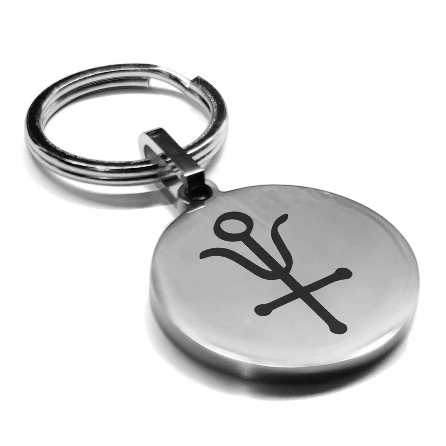 Stainless Steel Antimony Alchemy Symbol Round Medallion Keychain Circle ...