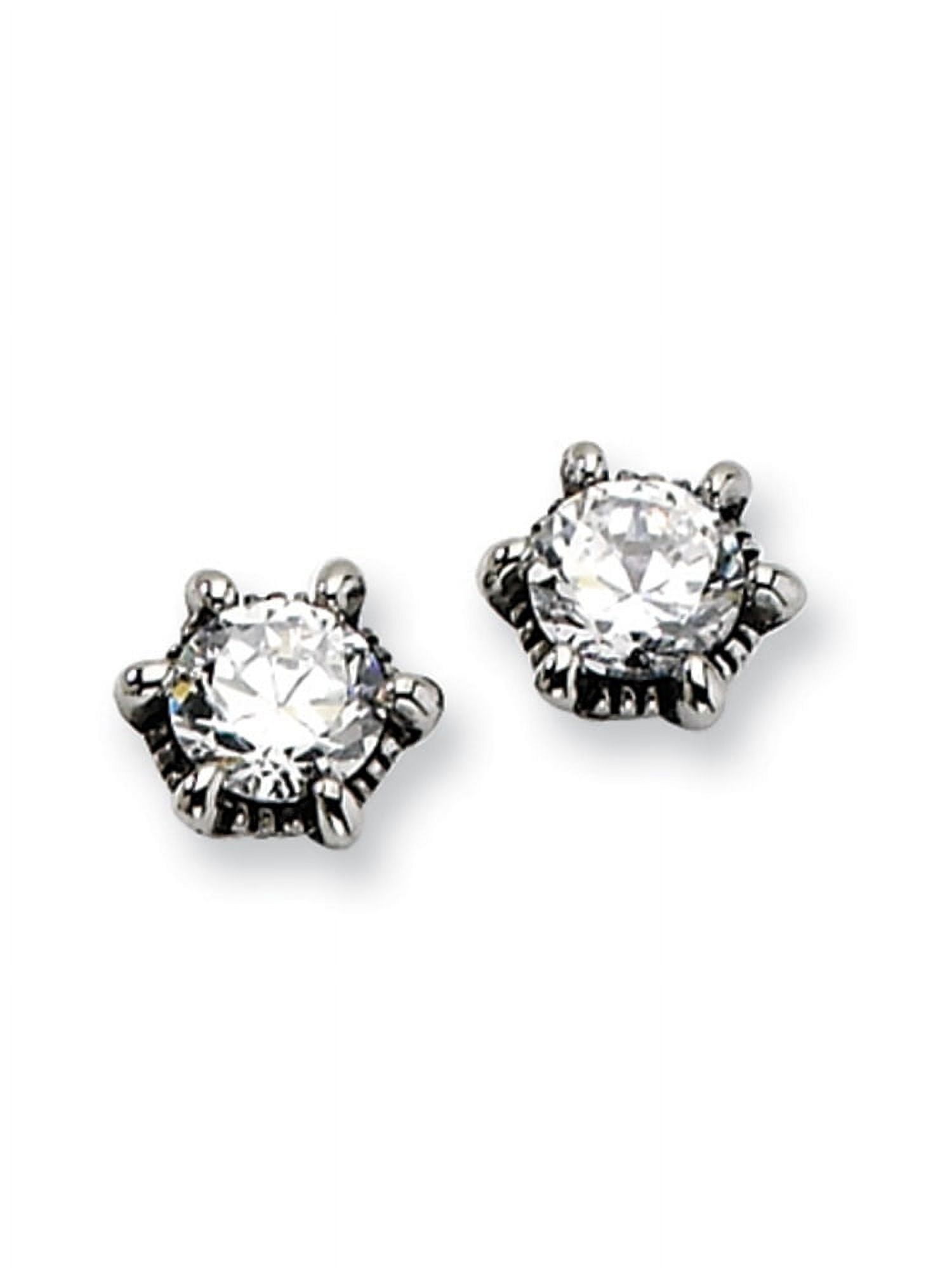 Stainless Steel Antiqued CZ Post Earrings - Walmart.com