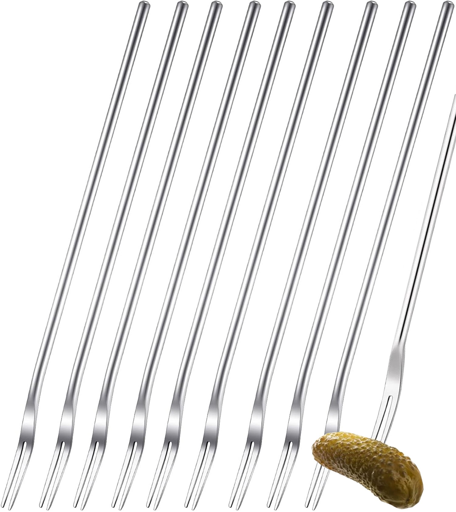 Stainless Steel Appetizer Forks,Bexikou 10 Pack 8.66" Fruit Fork,Long ...