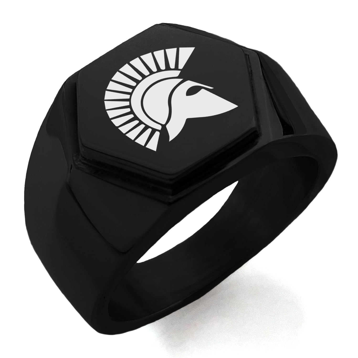 Tioneer Stainless Steel Ares Greek God of War Engraved Hexagon Crest ...