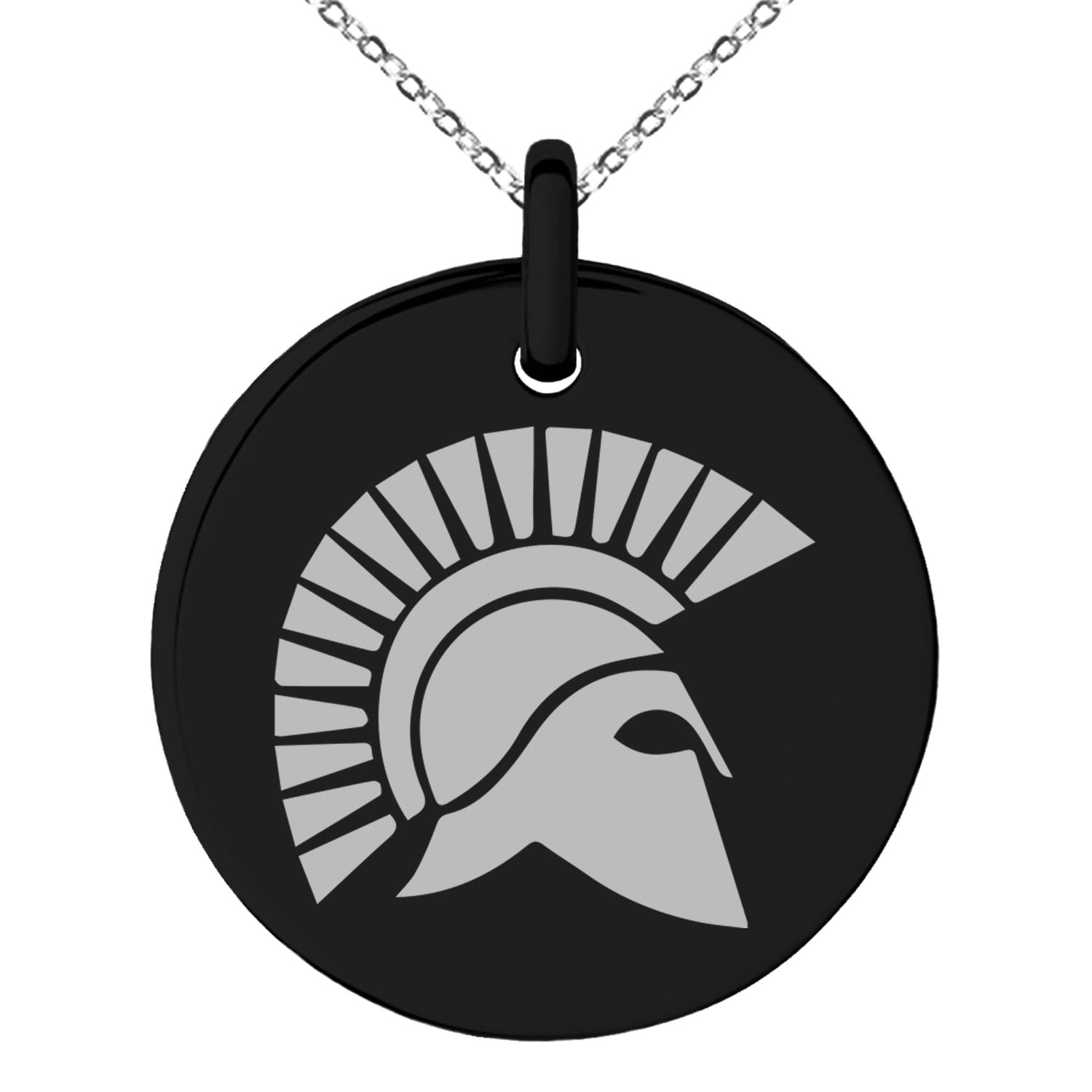 Stainless Steel Ares Greek God of War Engraved Small Medallion Circle ...