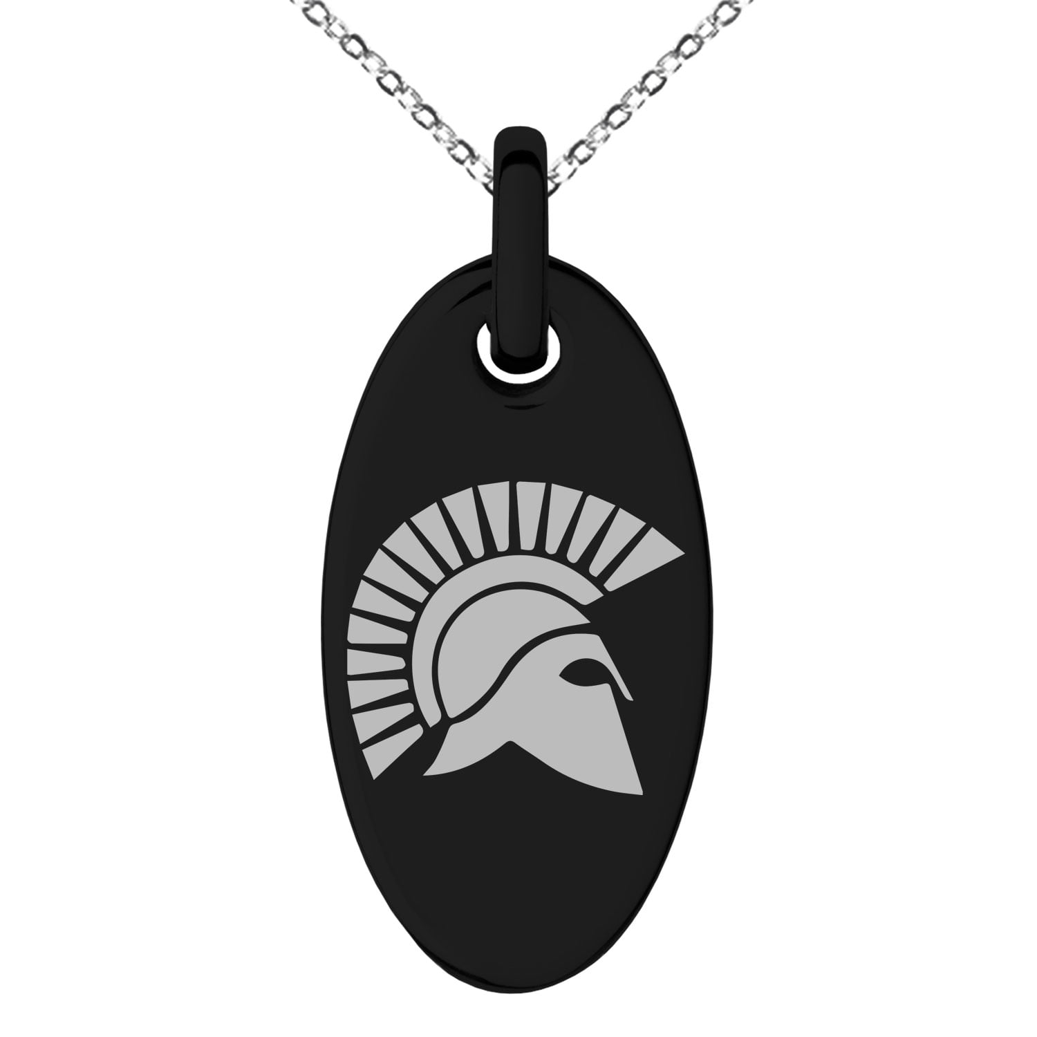Stainless Steel Ares Greek God of War Engraved Small Oval Charm Pendant ...