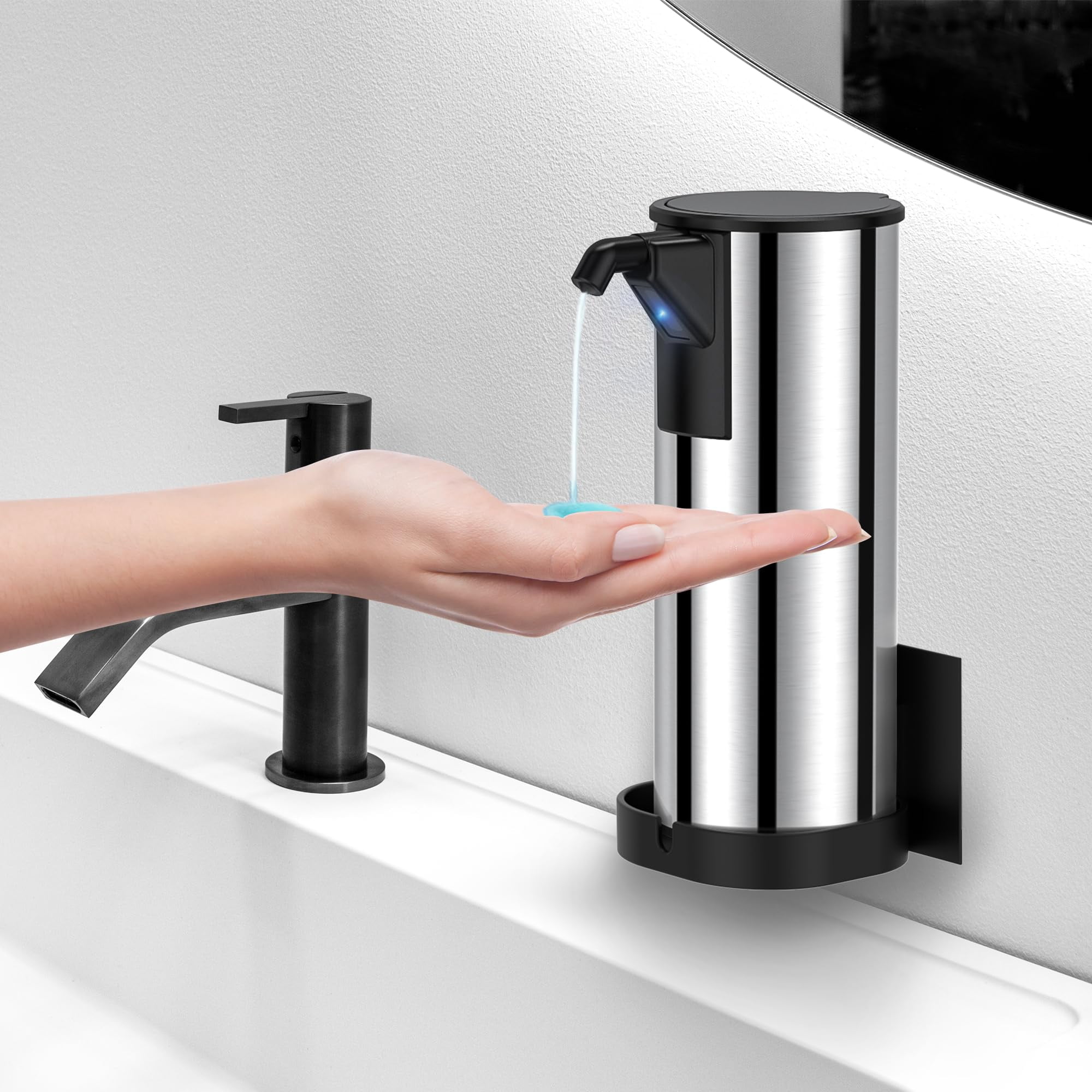 Stainless Steel Automatic Soap Dispenser 4-Level Adjustable, Touchless ...