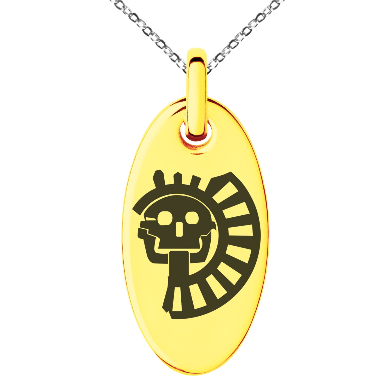 Stainless Steel Aztec Chief Tribe Rune Engraved Small Oval Charm ...