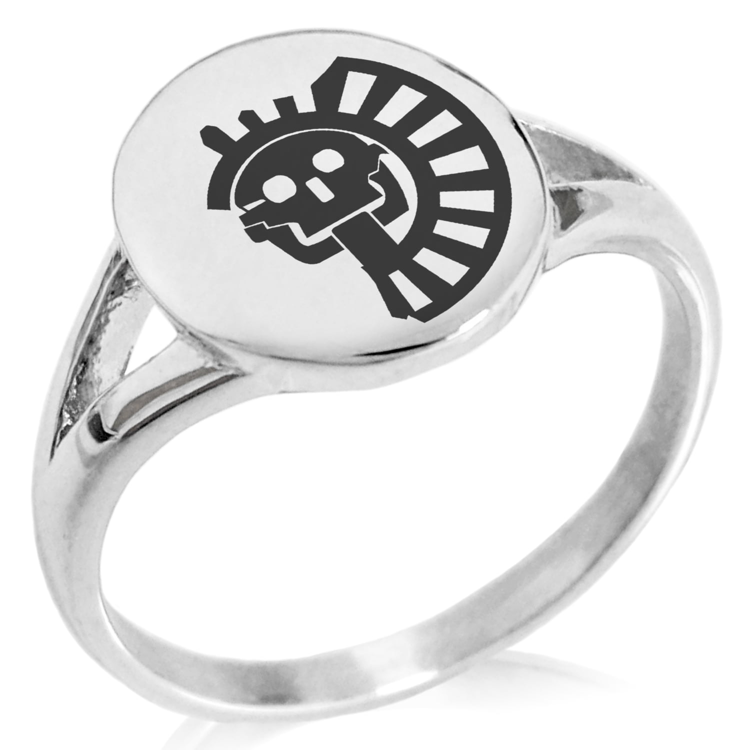 Tioneer Stainless Steel Aztec Chief Tribe Rune Minimalist Oval Top ...