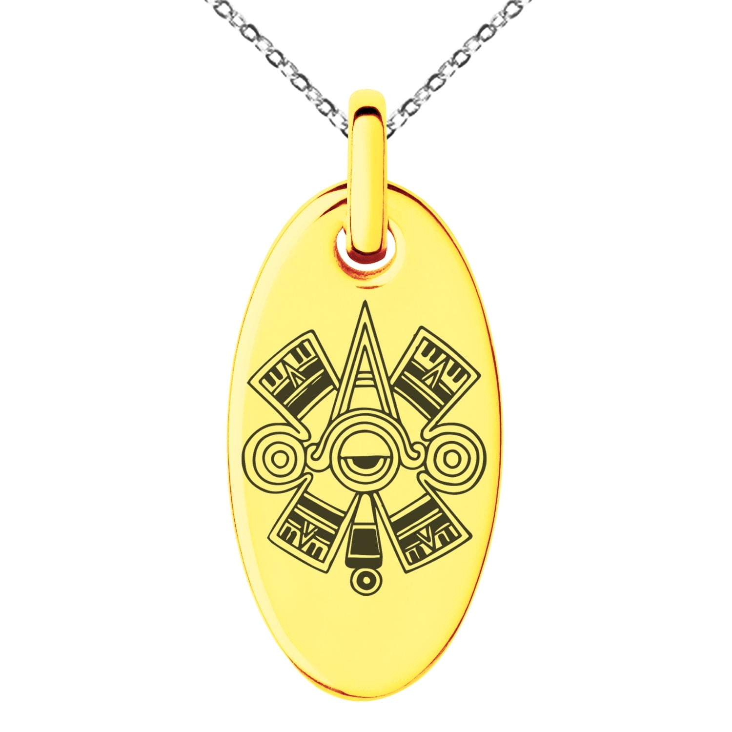 Tioneer Stainless Steel Aztec Ollin Third Eye Rune Engraved Small Oval ...