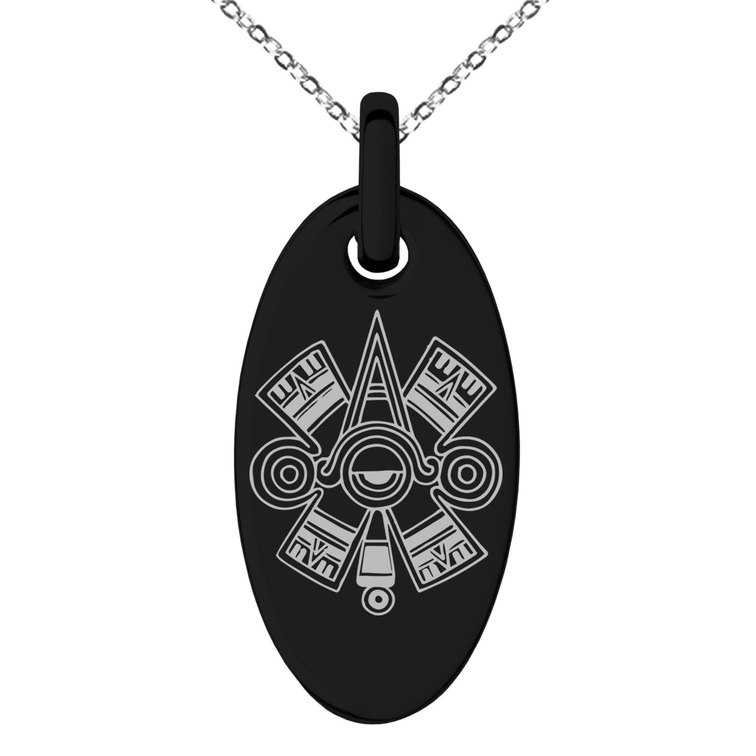 Tioneer Stainless Steel Aztec Ollin Third Eye Rune Engraved Small Oval ...