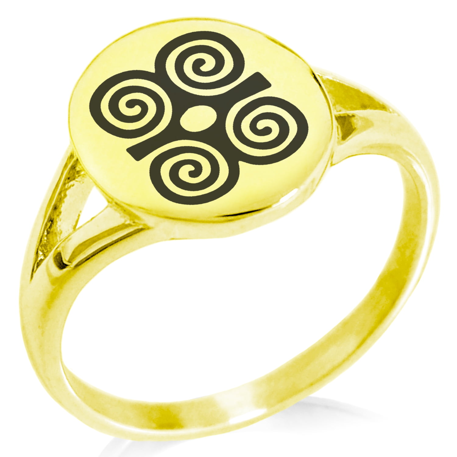 Tioneer Stainless Steel Aztec Strength Rune Minimalist Oval Top ...