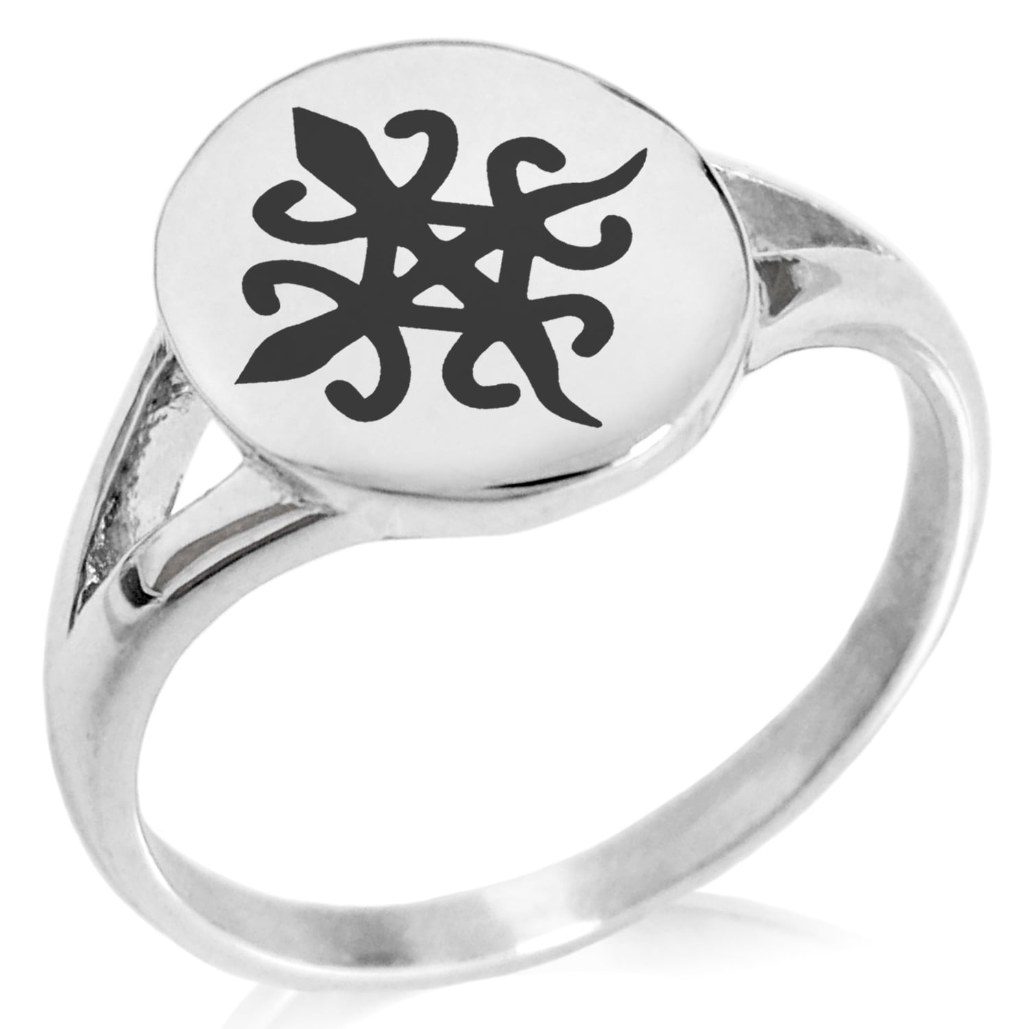 Tioneer Stainless Steel Aztec Unity Rune Minimalist Oval Top Polished ...