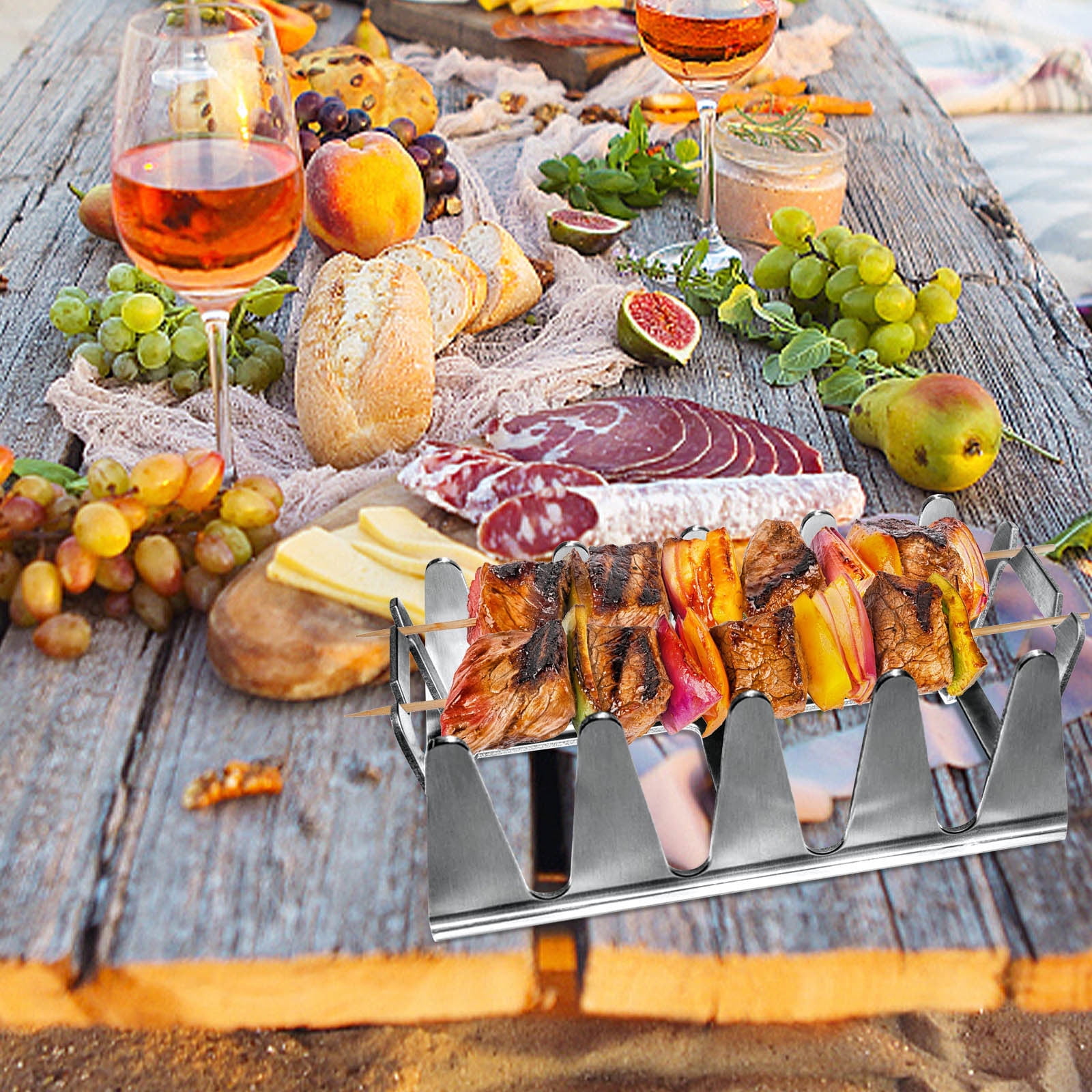 Stainless Steel BBQ Chicken Leg Rack, Multi-Purpose Grill Tool ...