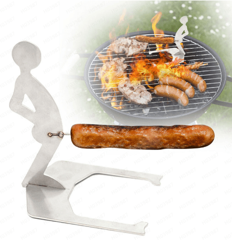 Stainless Steel BBQ Sausage Holder, Funny Hot Dog Roasting Rack ...