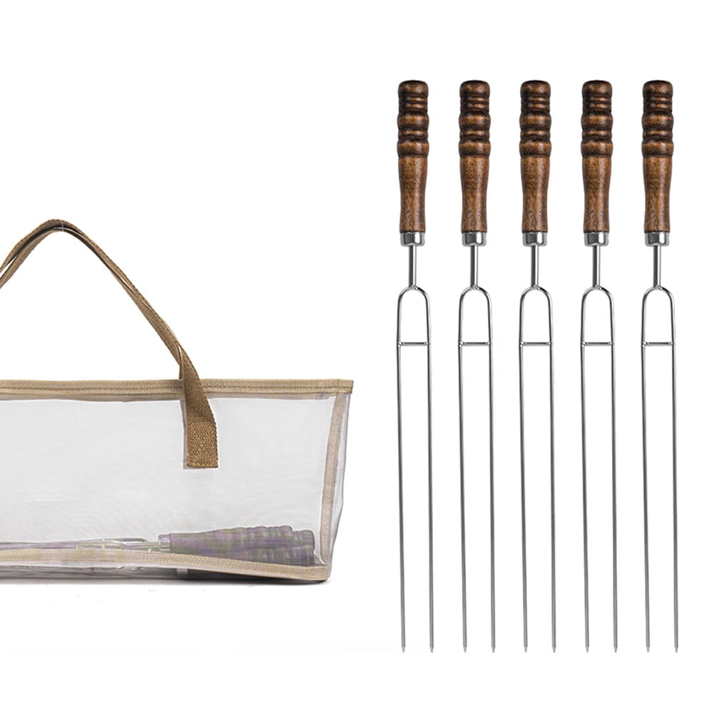 Stainless Steel BBQ Skewers Set of 5 - U-Shaped Barbecue Forks with ...