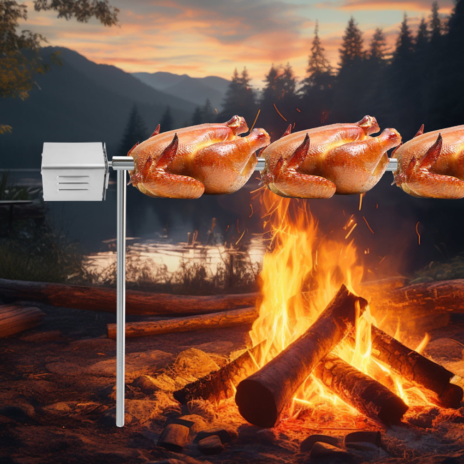 Stainless Steel BBQ Spit Rotisserie Motor 110V – 40kg Capacity, Durable ...
